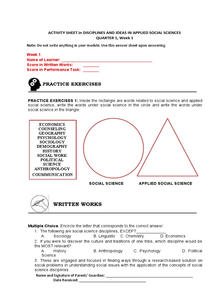 DIASS Activity Sheet: Week 1 Overview | PDF | Psychotherapy | Communication