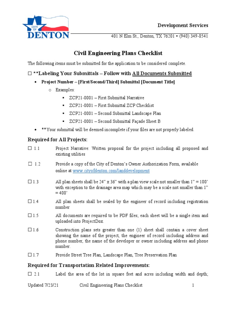 Civil Engineering Plans Checklist PDF | Download Free PDF | Sanitary ...
