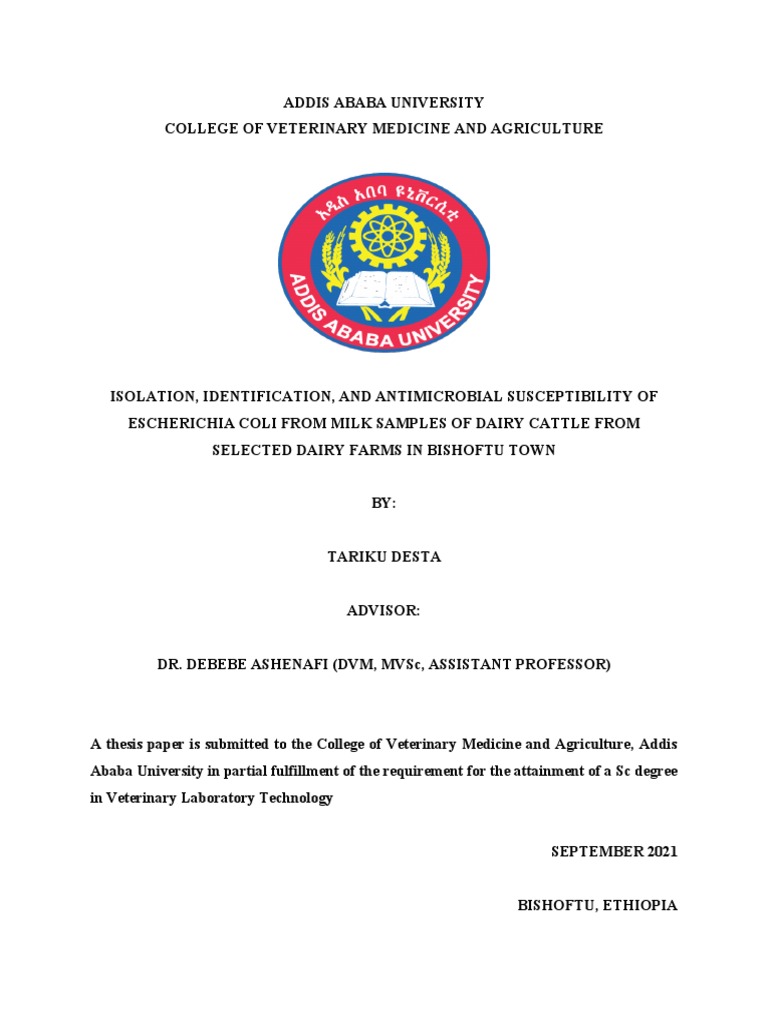 Thesis Paper Pdf Antimicrobial Resistance Escherichia Coli