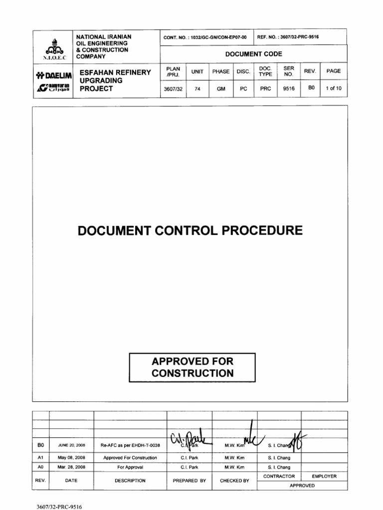 Document Control Procedure | Pdf