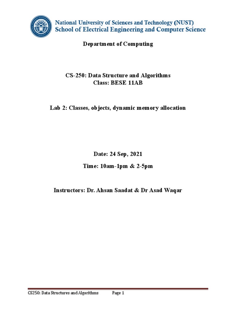 Department of Computing: CS250: Data Structures and Algorithms | PDF | Subroutine | C++