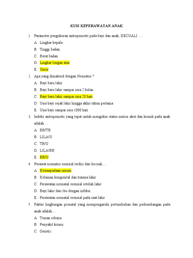 Kuis Keperawatan Anak | PDF