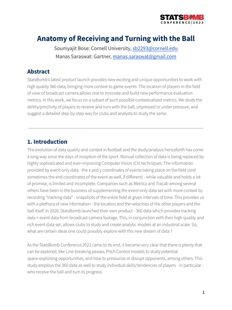 Anatomy of Receiving and Turning With The Ball | PDF | Angle | Risk