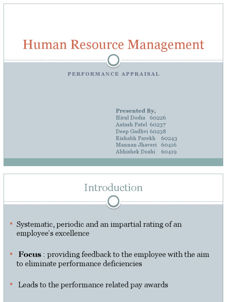 Human Resource Management: Performance Appraisal | PDF | Performance ...