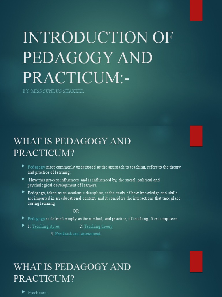 Introduction to Pedagogy and Practicum | PDF | Constructivism ...