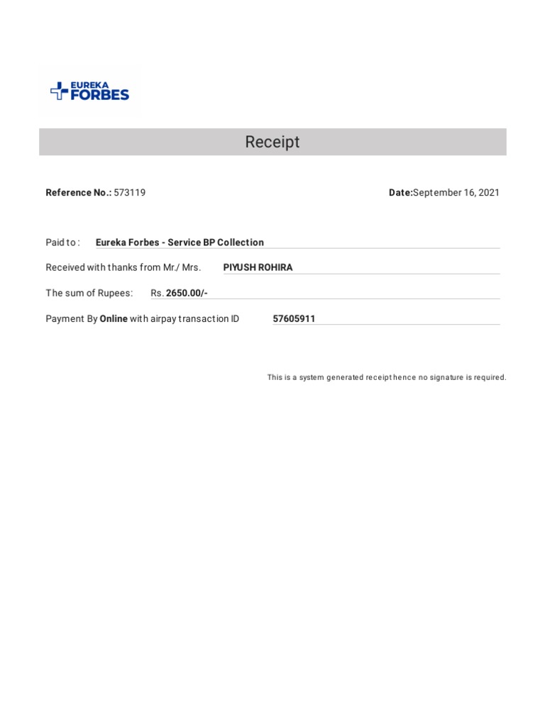 Receipt: Reference No.: 573119 Date:September 16, 2021 | PDF