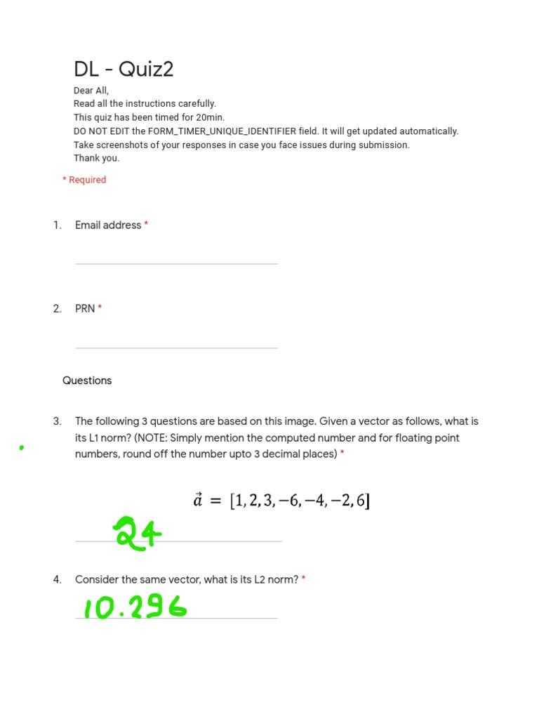 DL - Quiz 2 - Google Forms | PDF | Artificial Neural Network | Derivative
