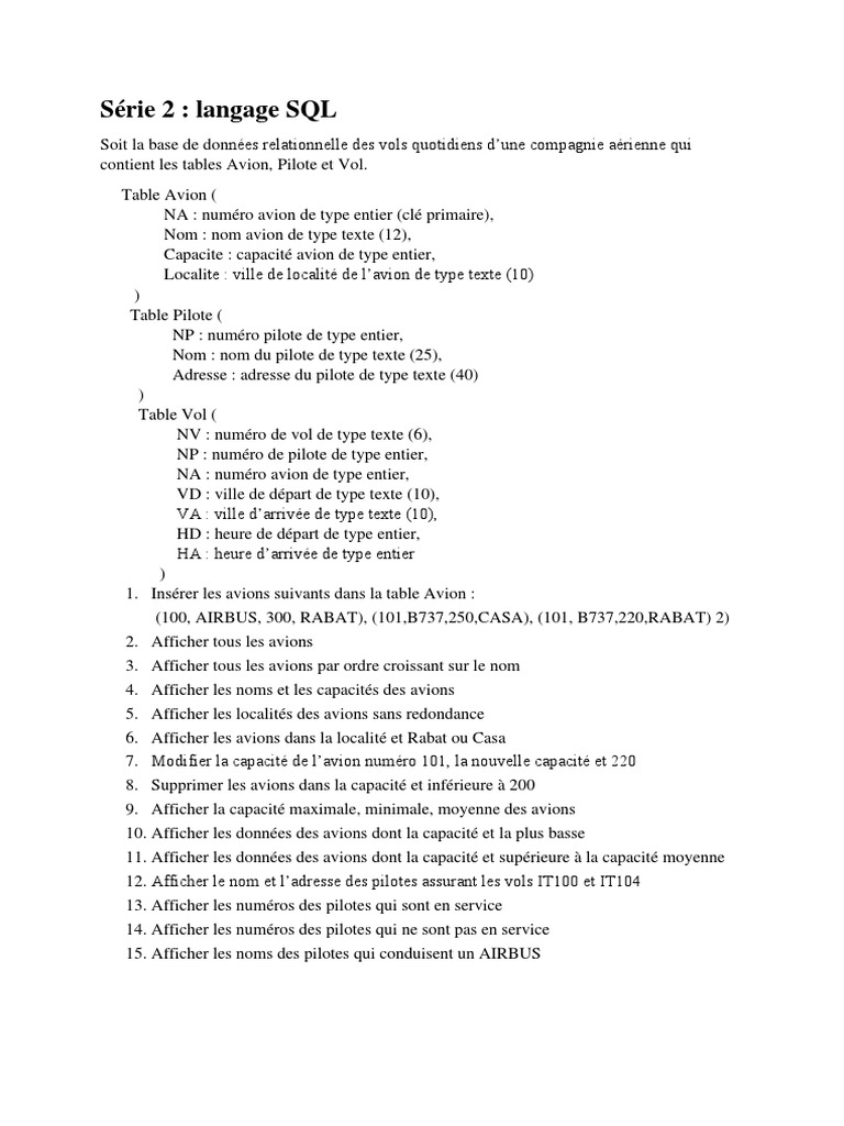 Serie2 SQL | PDF | Ordinateurs
