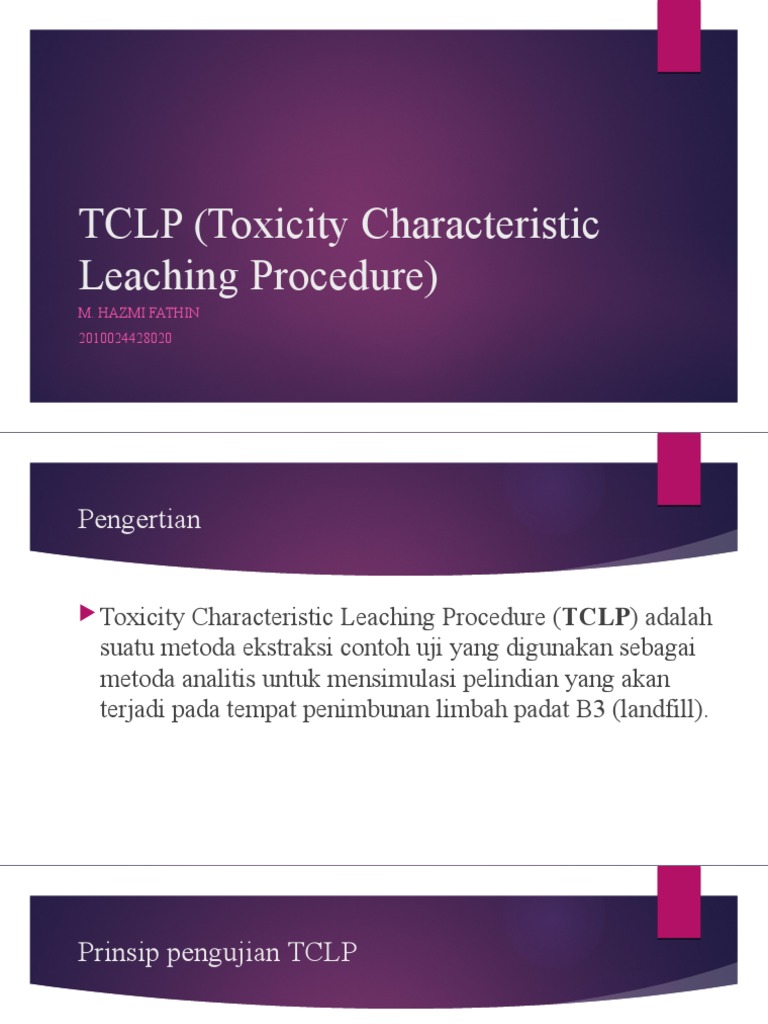 PB3 1 - TCLP (Toxicity Characteristic Leaching Procedure) | PDF | Sains ...