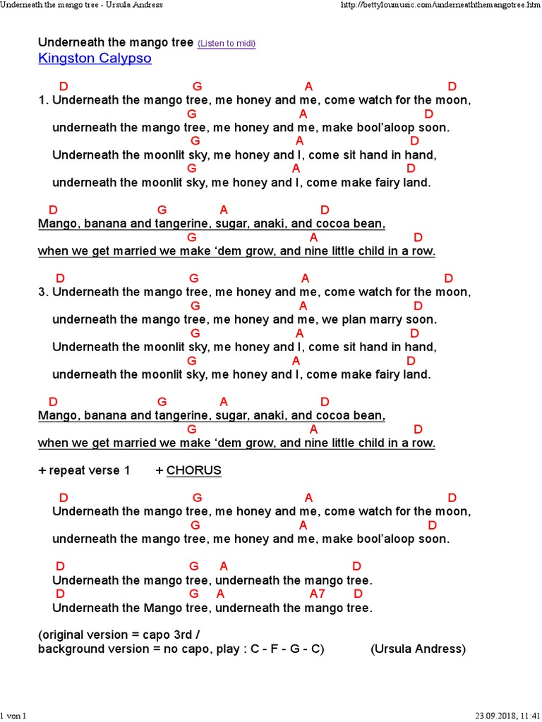 Underneath the Mango Tree Song Lyrics | PDF