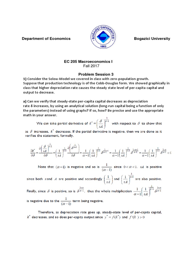 Suggested Solutions For Problem Session #3 | PDF | Economic Growth ...