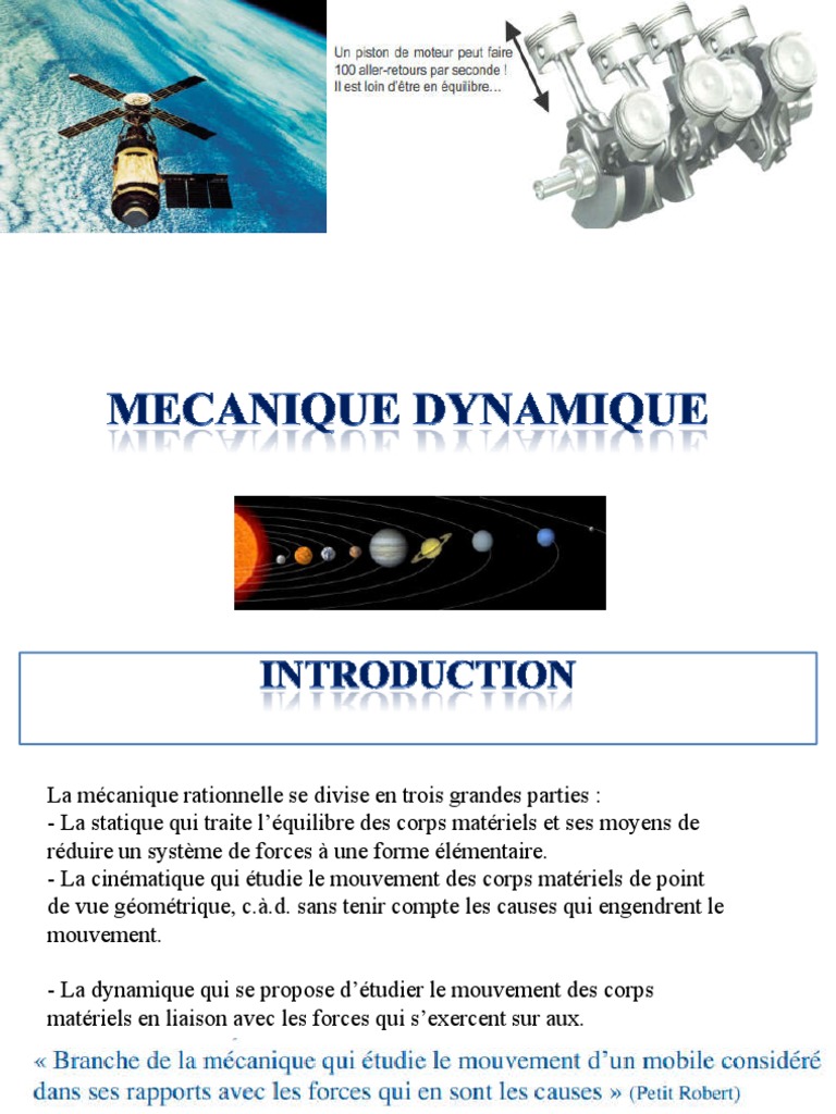 Cours Mecanique Dynamique | PDF | Lois du mouvement de Newton | Énergie ...