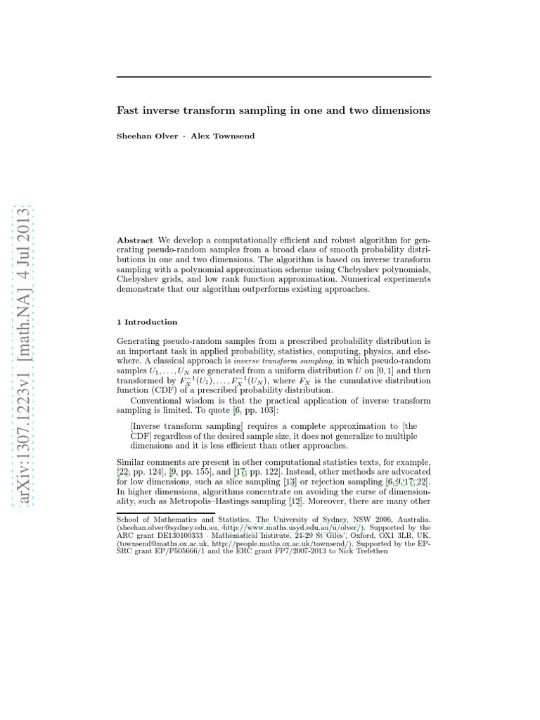 Fast Inverse Transform Sampling in One and Two Dimensions: Sheehan ...