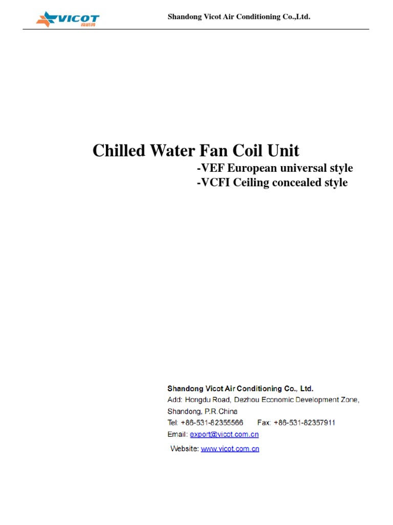 Fan Coil Unit Catalog | PDF | Hvac | Electromechanical Engineering
