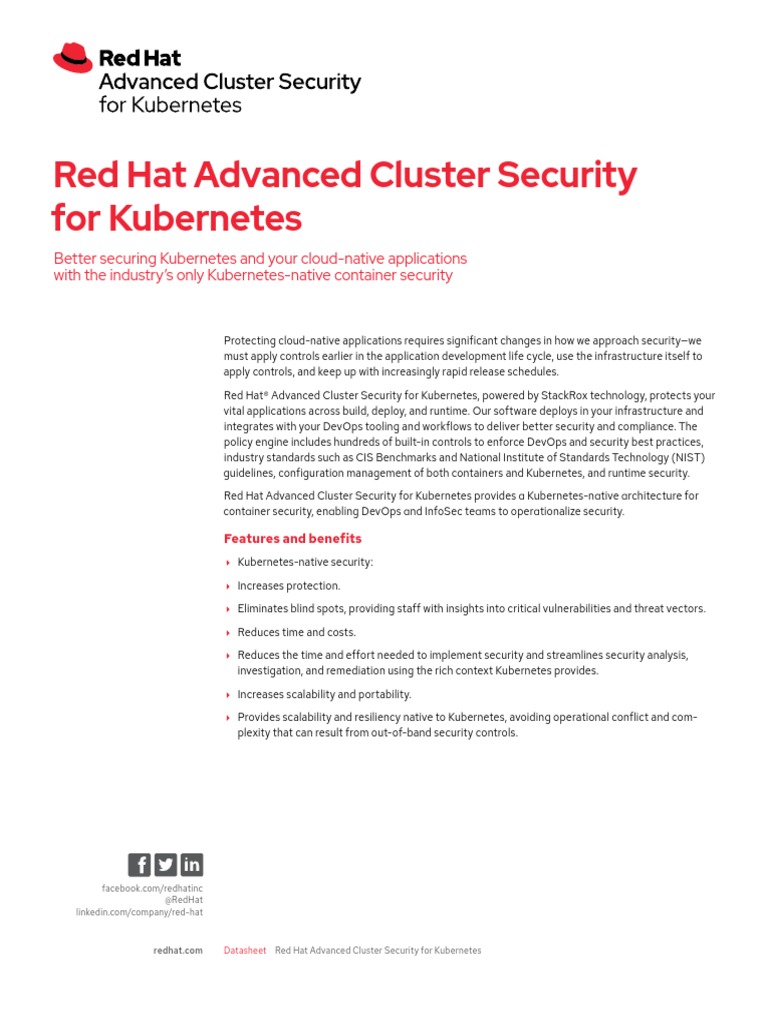 Red Hat Advanced Cluster Security For Kubernetes | PDF | Vulnerability ...
