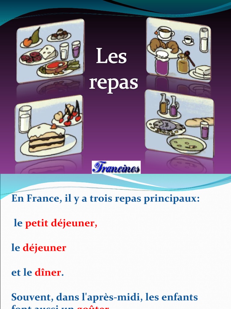Les Repas en France Comprehension Ecrite Texte Questions Liste de Voca ...