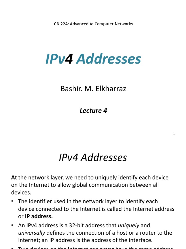 Ipv Addresses: Bashir. M. Elkharraz | PDF | Ip Address | Computer Science
