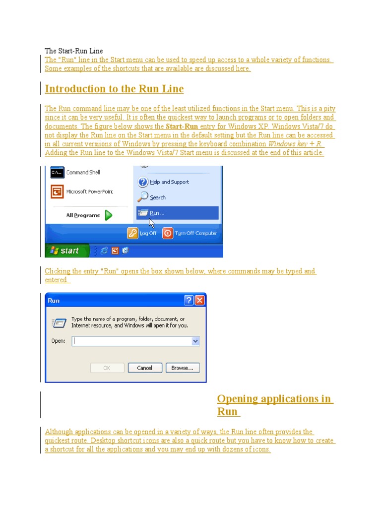 Introduction To The Run Line | PDF | Windows Registry | Command Line Interface