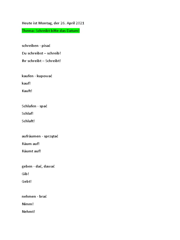 Schreibt Bitte Das Datum | PDF