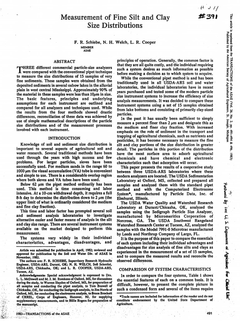 Measurement of Fine Silt and Clay Size Distributions | PDF | Sediment ...