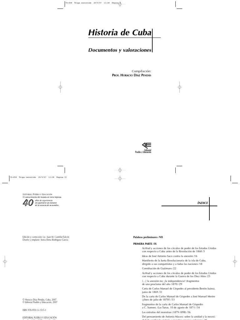 Historia de Cuba Documentos y Valoraciones | PDF | Cuba | Los Estados ...
