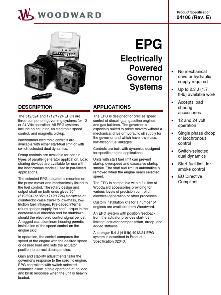 Electrically Powered Governor Systems: 04106 (Rev. E) | PDF | Engines ...