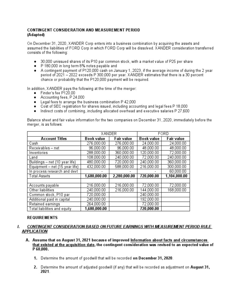 Merger Contingent-Consideration | PDF | Goodwill (Accounting) | Book Value