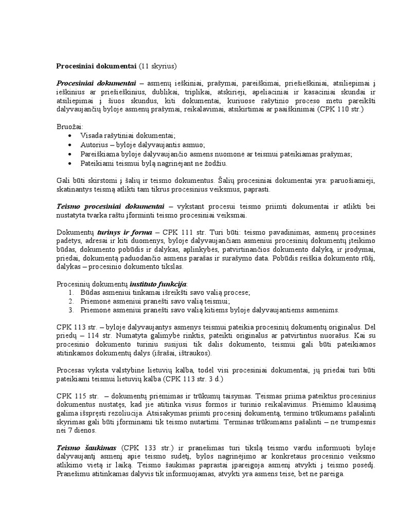 11skyrius Procesiniai Dokumentai | PDF