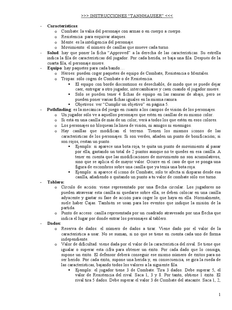 Instrucciones Tannhauser | PDF