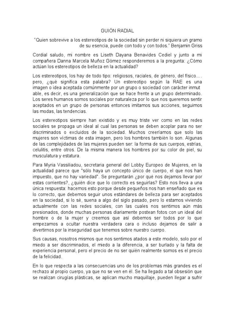 GUIÓN RADIAL | PDF | Estereotipos