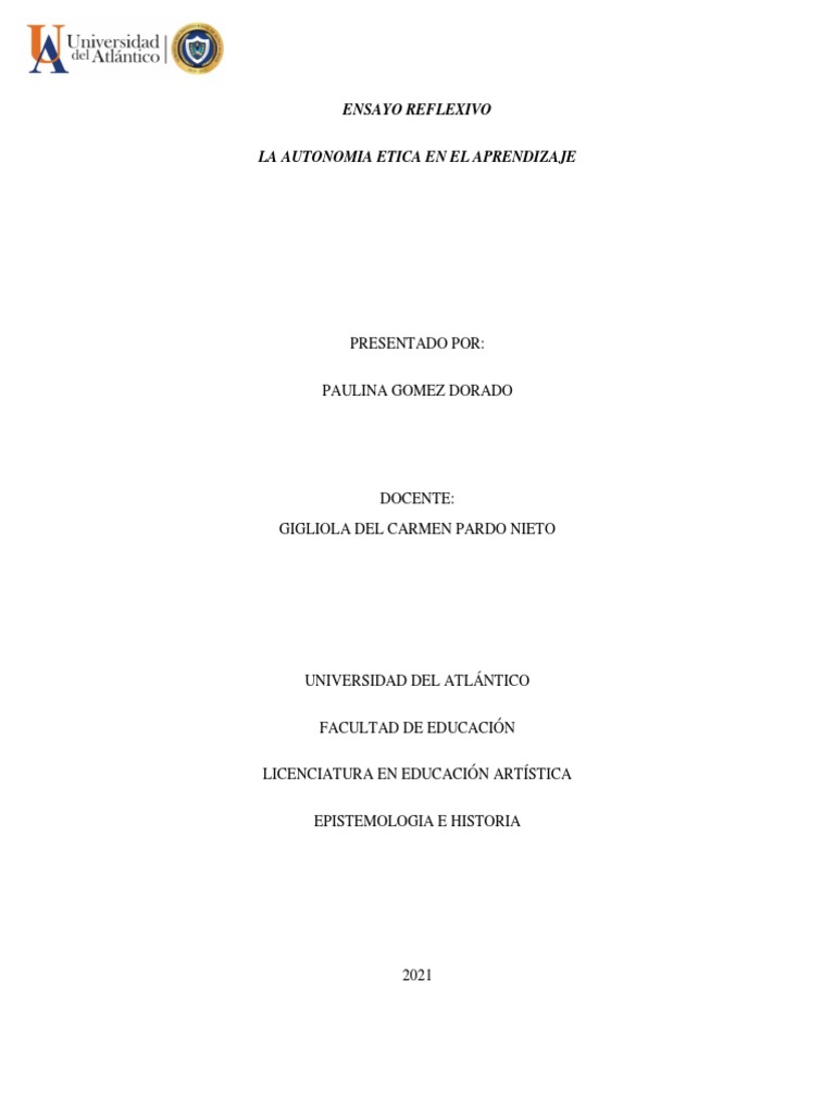 Ensayo Reflexivo Sobre La Autonomia Etica en El Aprendizaje-Paulina ...