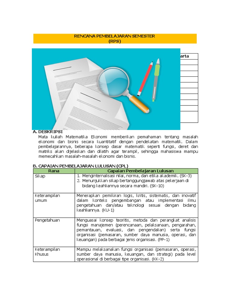 RPS Matematika Ekonomi | PDF