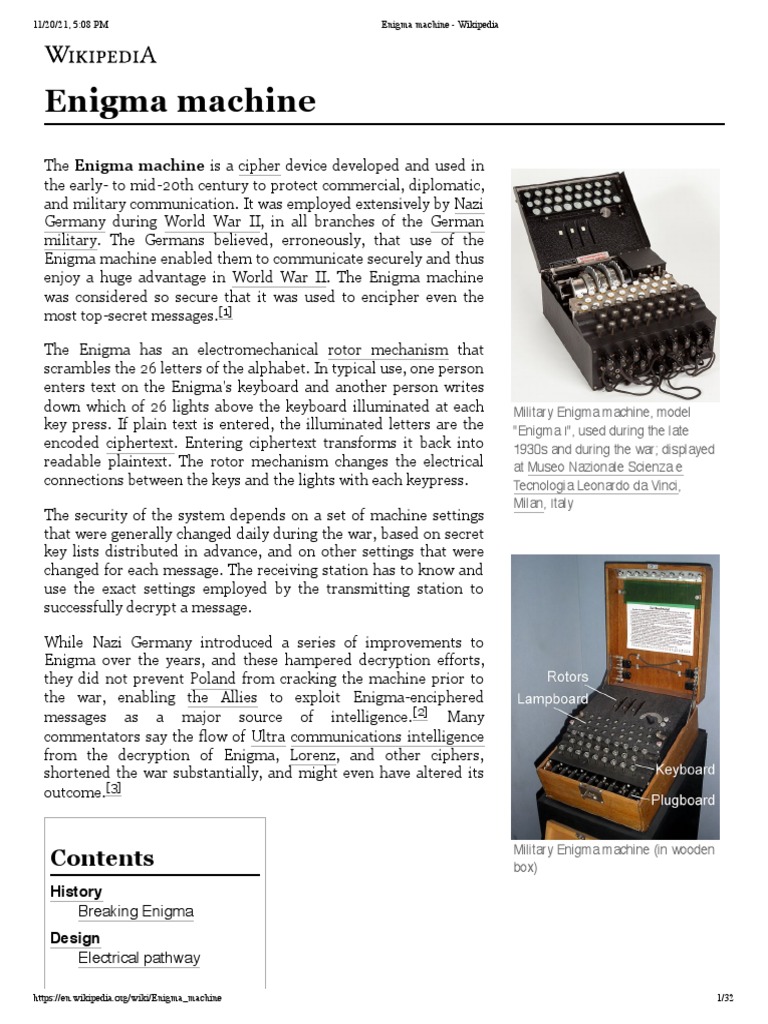 Enigma Machine | PDF | Machines | Secure Communication