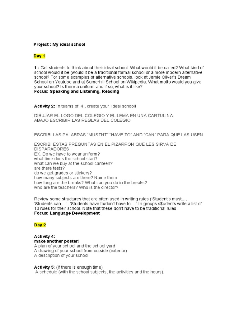 Create Your Ideal School Project | PDF | Self-Improvement