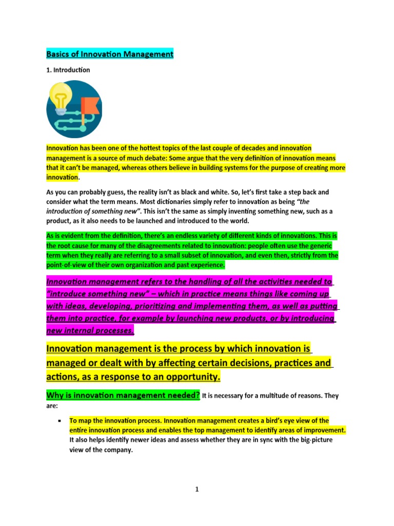 Basics of Innovation Management | PDF | Innovation | Performance Indicator