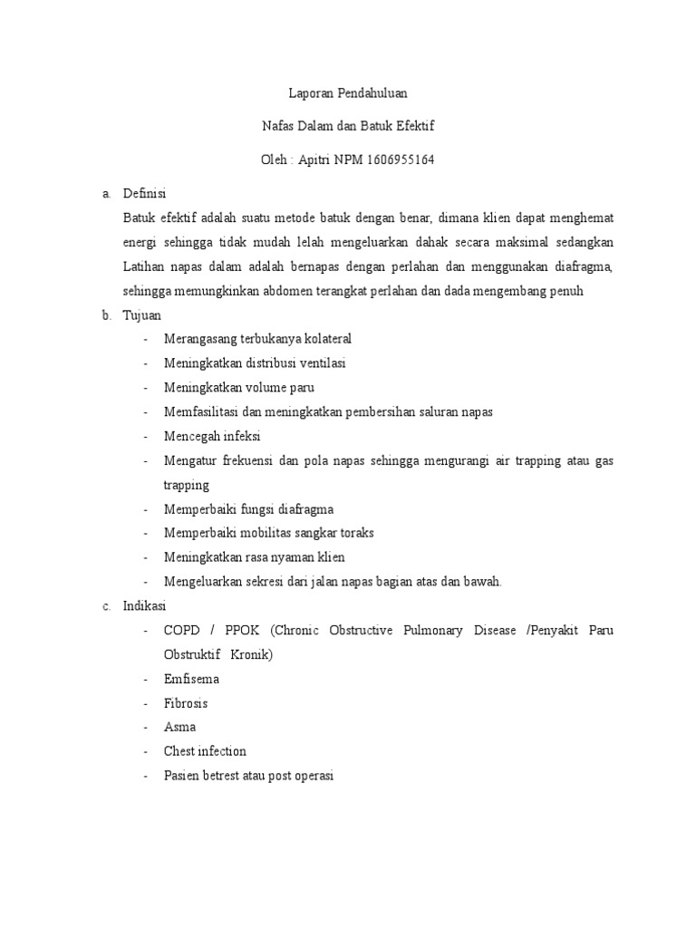 LP Nafas Dalam Batuk Efektif | PDF