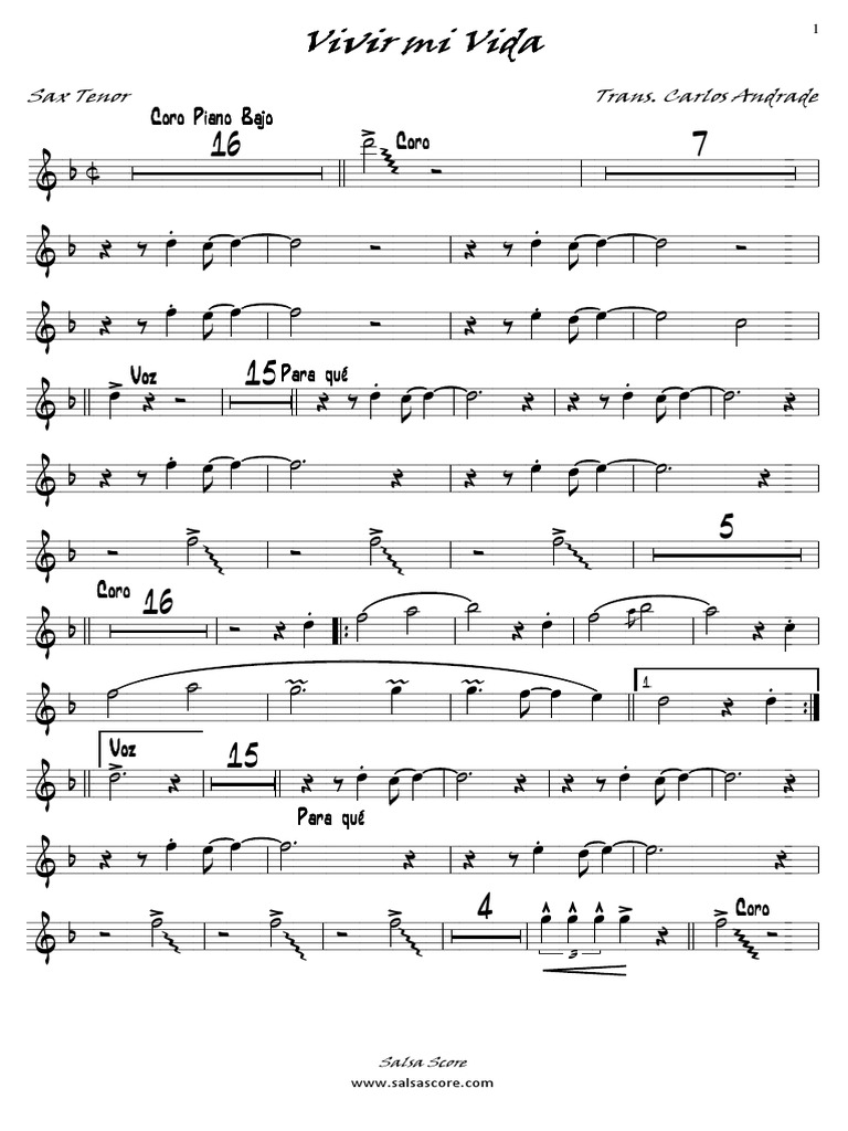 004 Vivir Mi Vida - Sax Tenor | PDF