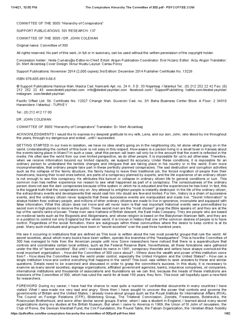 The Conspirators Hierarchy The Committee of 300 | PDF | Politics ...