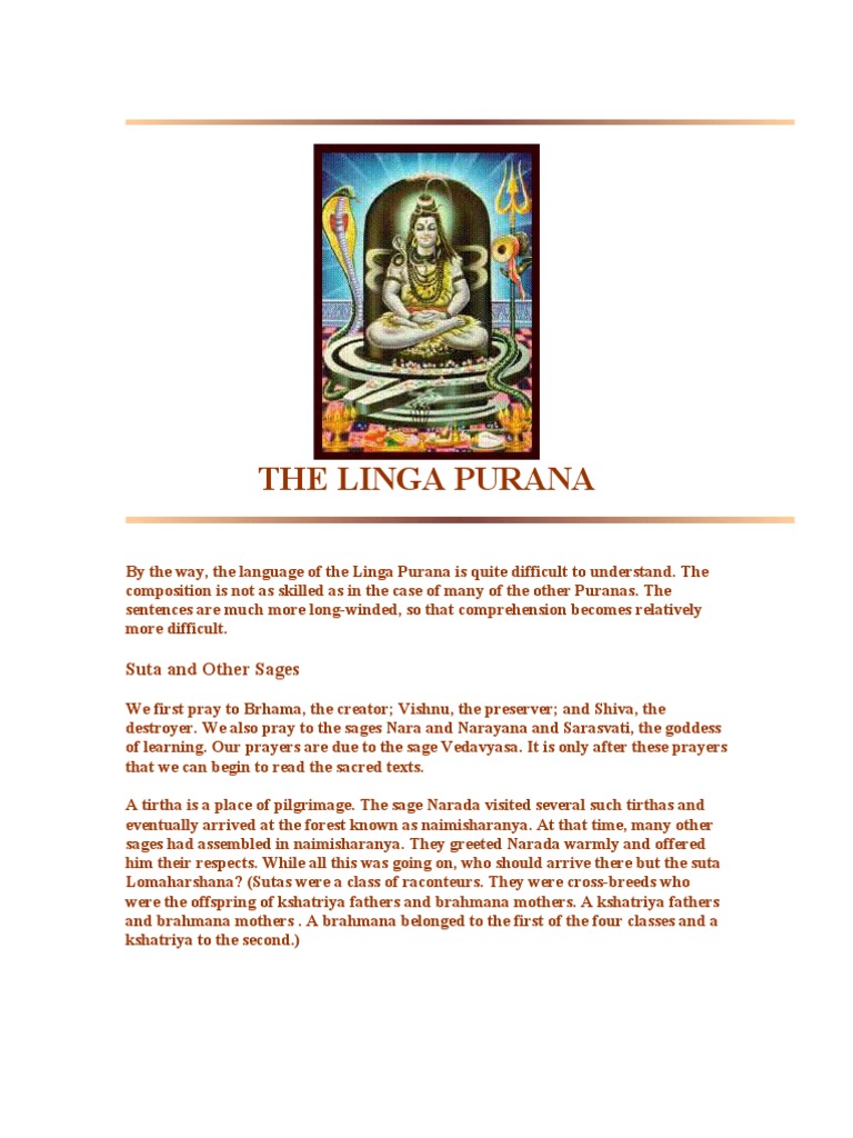 The Linga Purana | Asian Mythology | Hindu Iconography