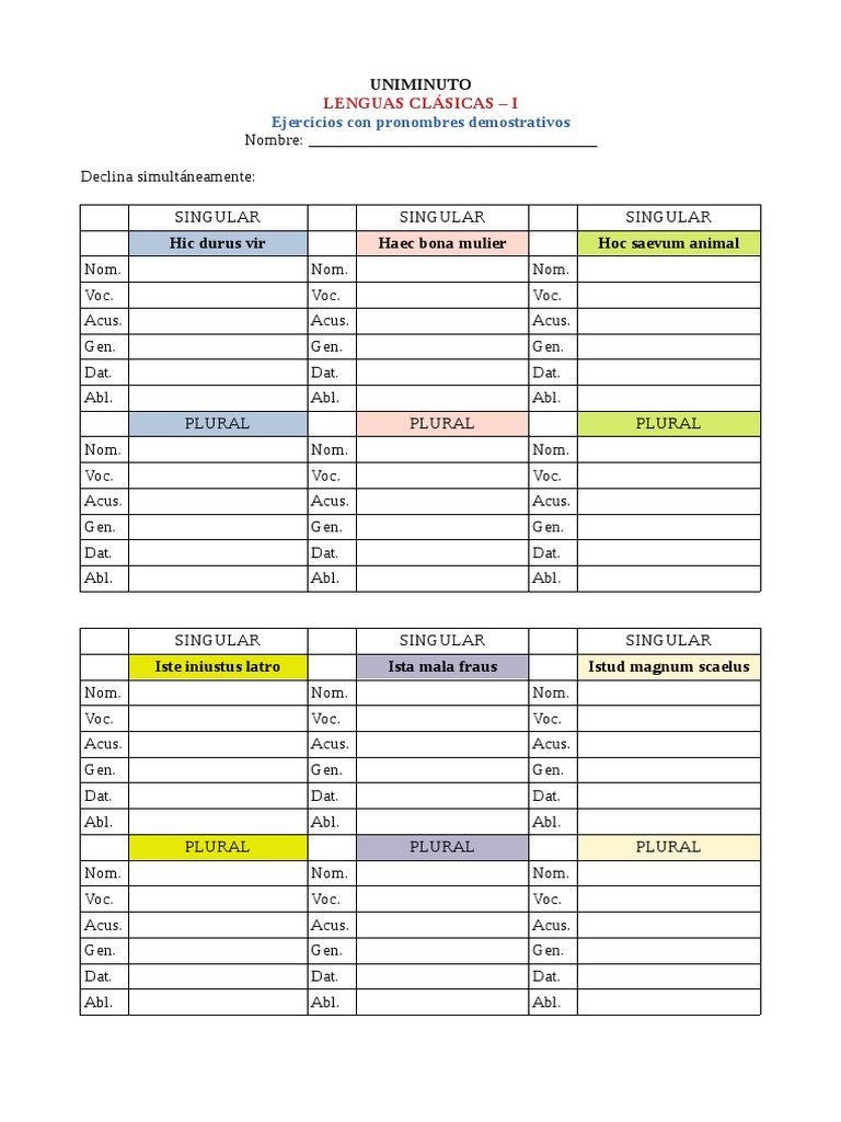 Ejercicios Con Adjetivos-Pronombres Demostrativos | PDF