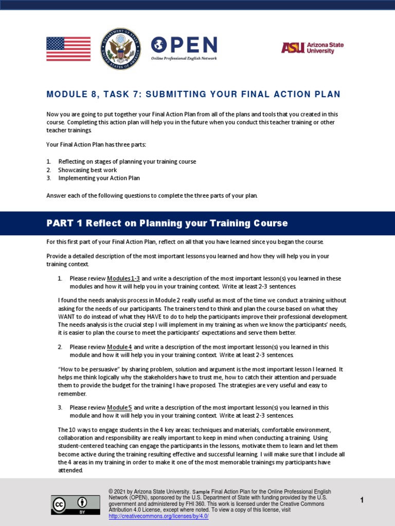 Sample Participant - Action Plan | PDF | Teachers | Lesson Plan