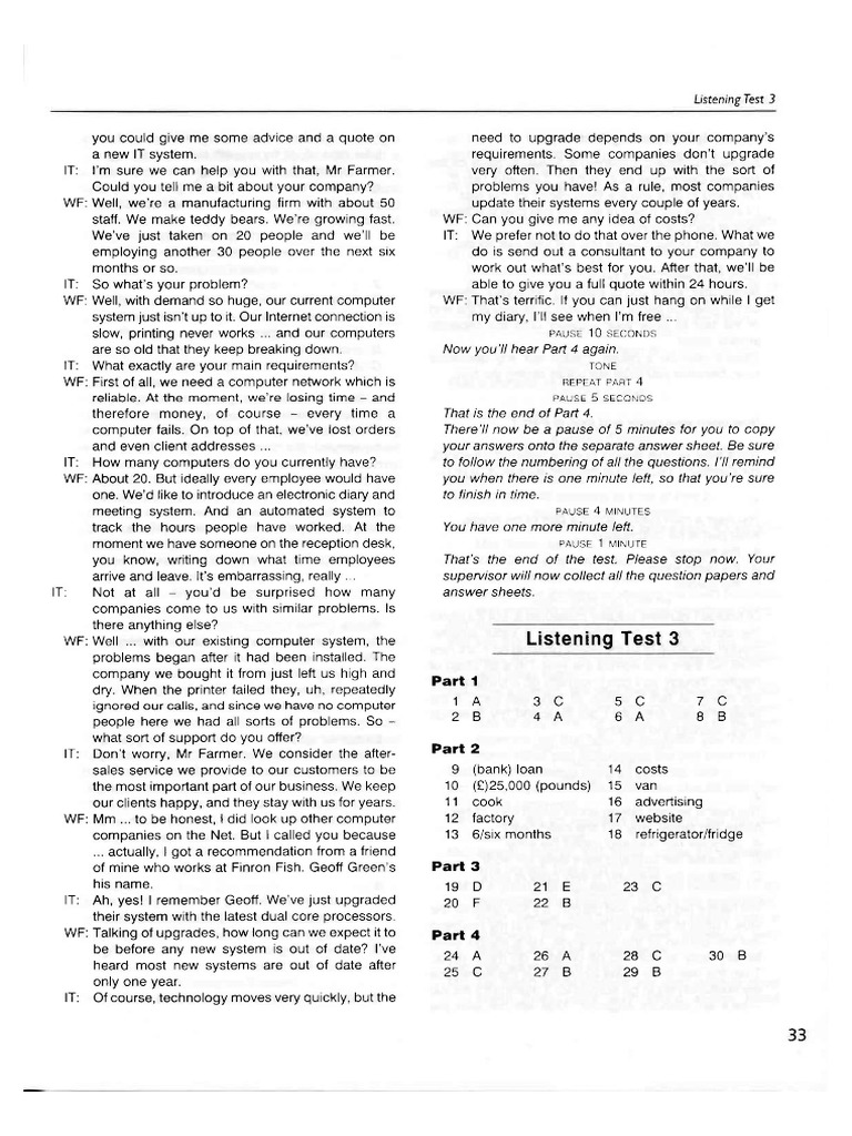 Test 3 Listening Script | PDF