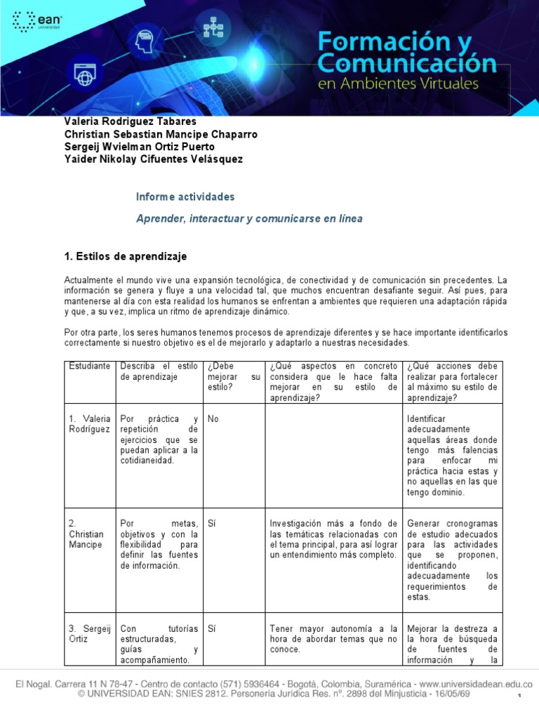 Informe Grupal Guía 1 | PDF | Aprendizaje | Inteligencia