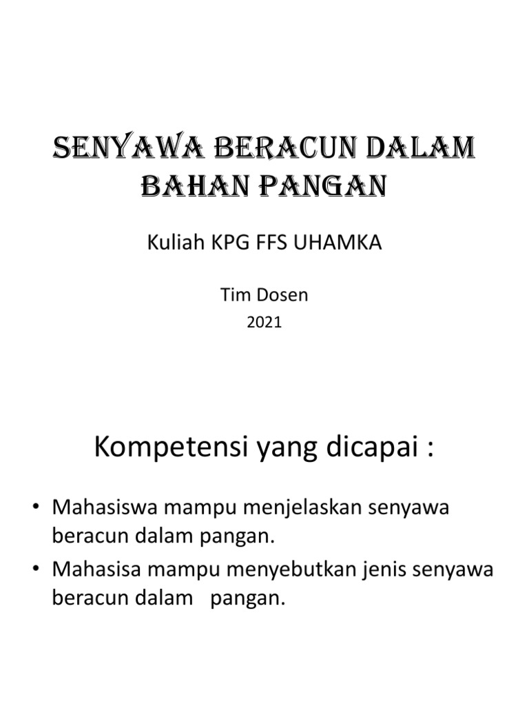 Senyawa Beracun Dalam Bahan Pangan | PDF