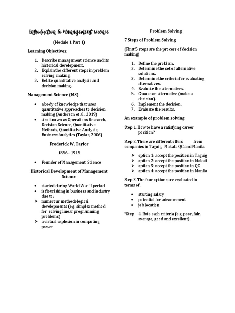 Problem Solving 7 Steps of Problem Solving | PDF | Decision Making ...