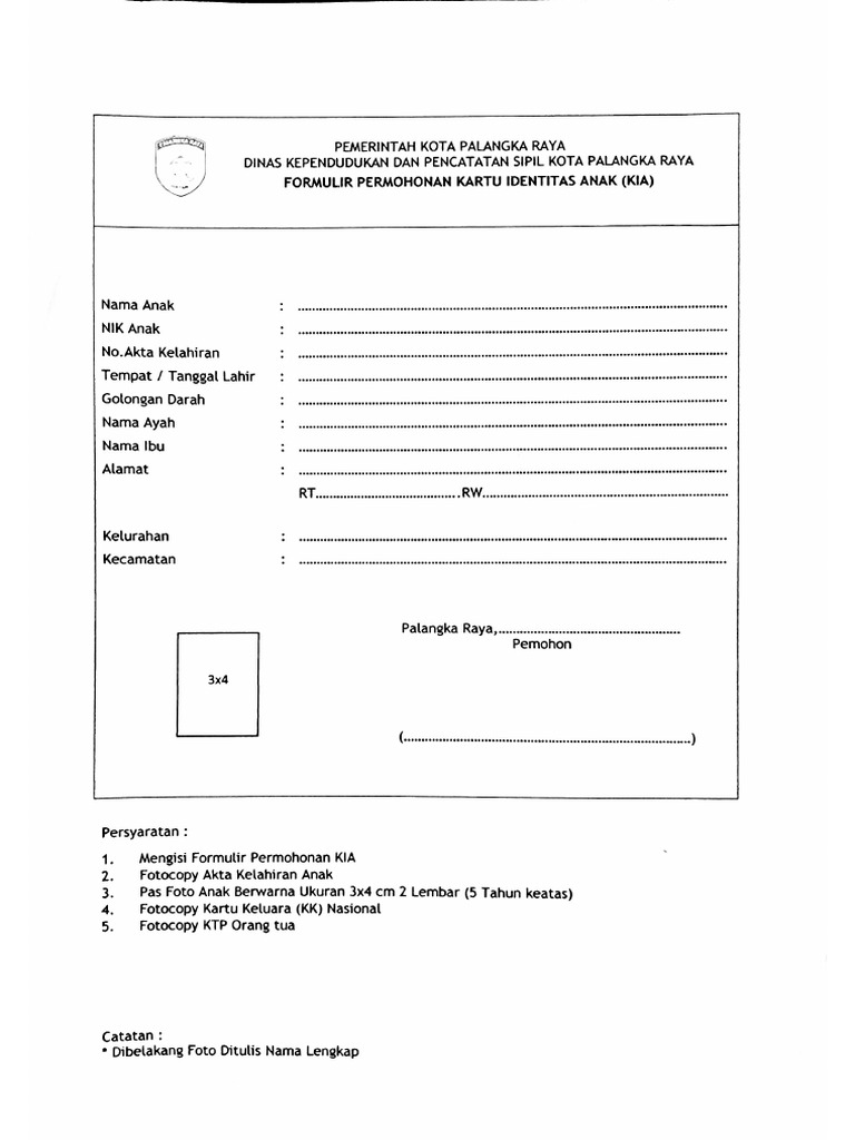 Formulir Permohonan KIA | PDF
