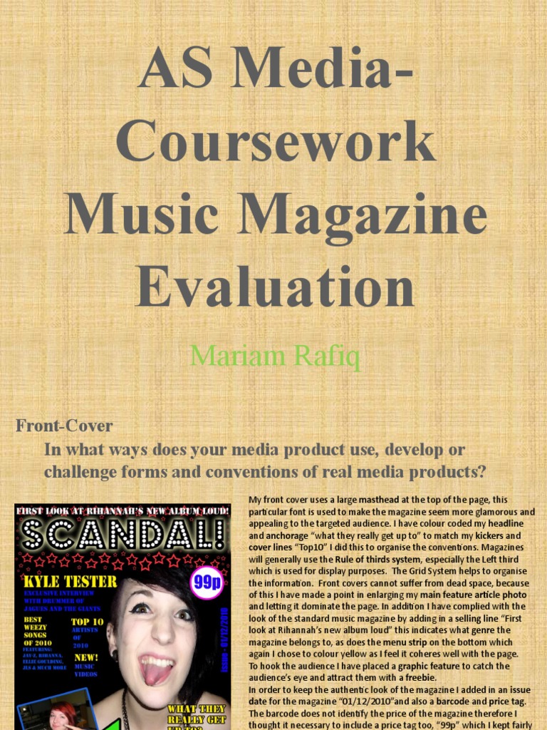 AS Media-Coursework Music Magazine Evaluation: Mariam Rafiq | PDF ...
