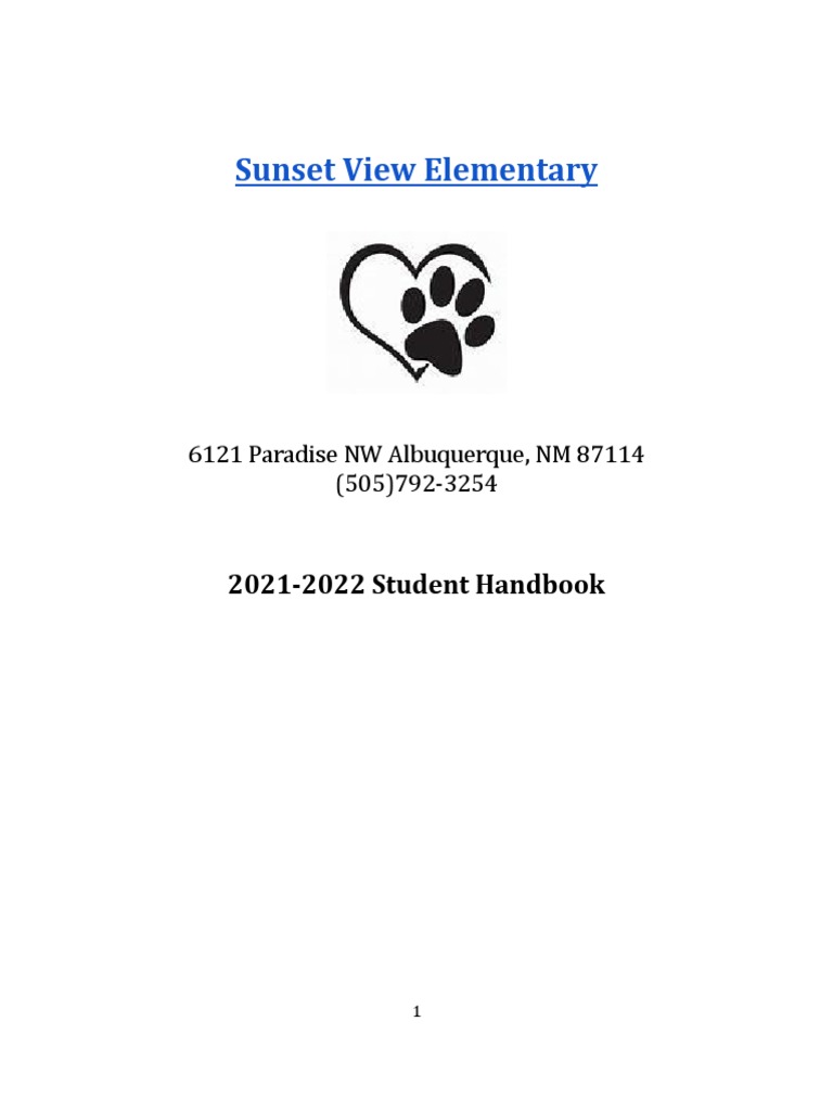 Sunset View Elementary: 2021-2022 Student Handbook | PDF | Teachers ...