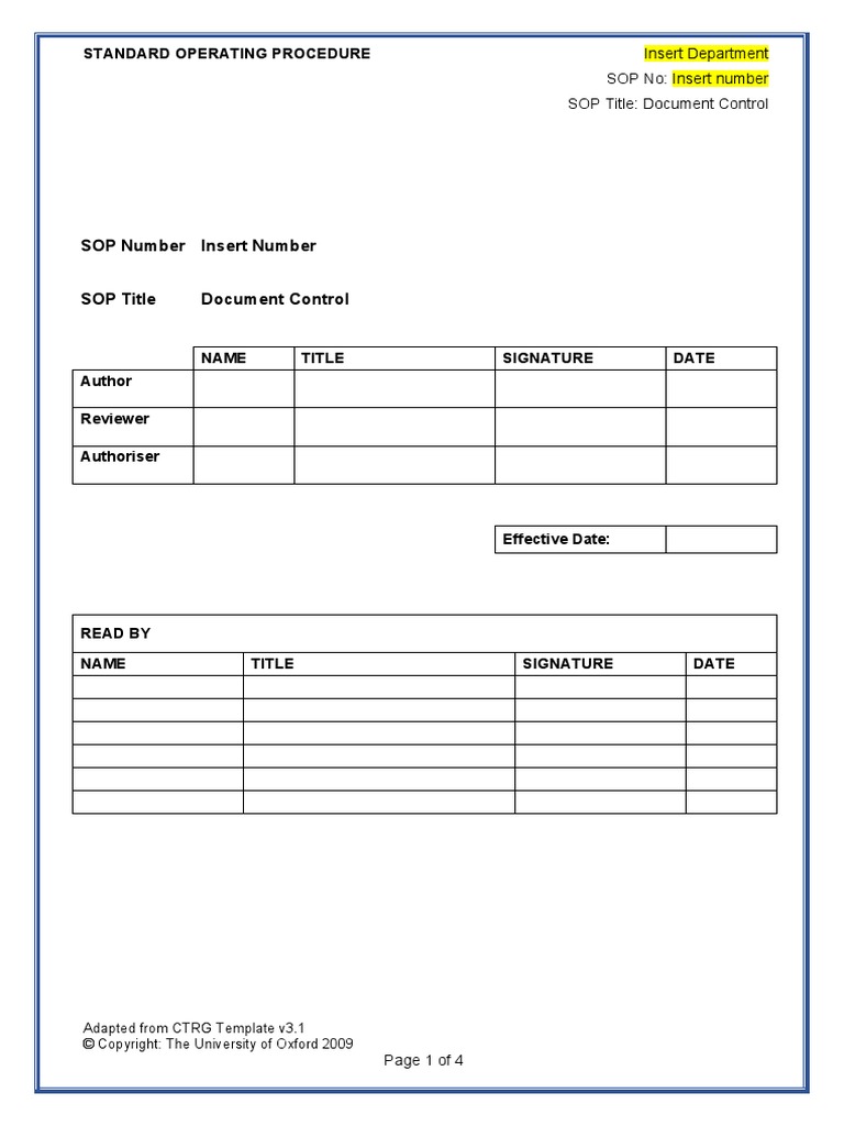 SOP Word Template | PDF | Clinical Research | Document