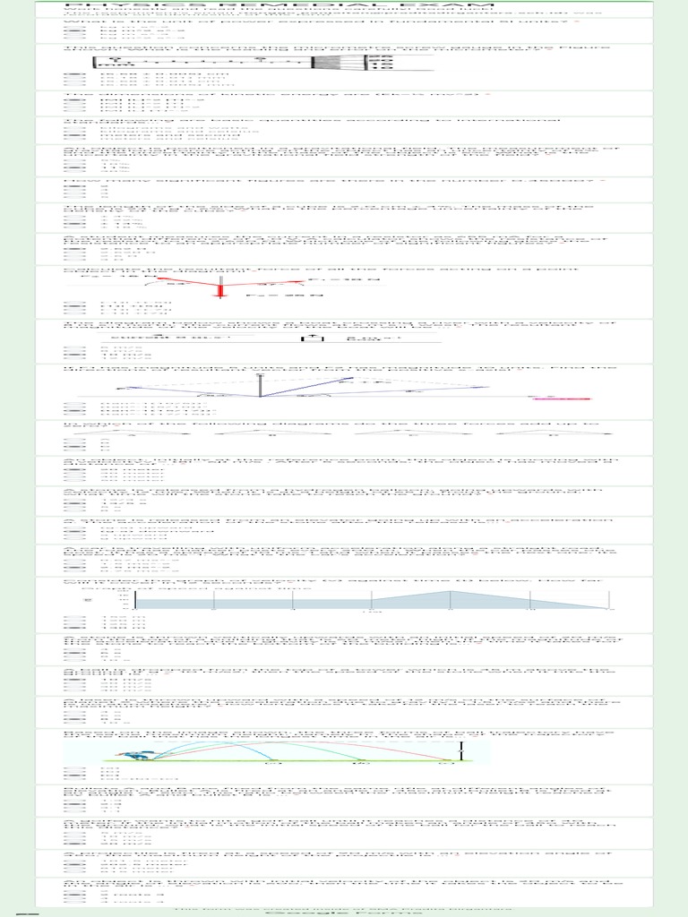 Physics Remedial Exam | PDF | Kilogram | Trajectory